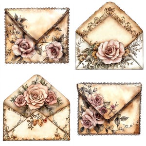 30 Floral Envelope Clipart, Vintage Floral Envelope, Printable ...