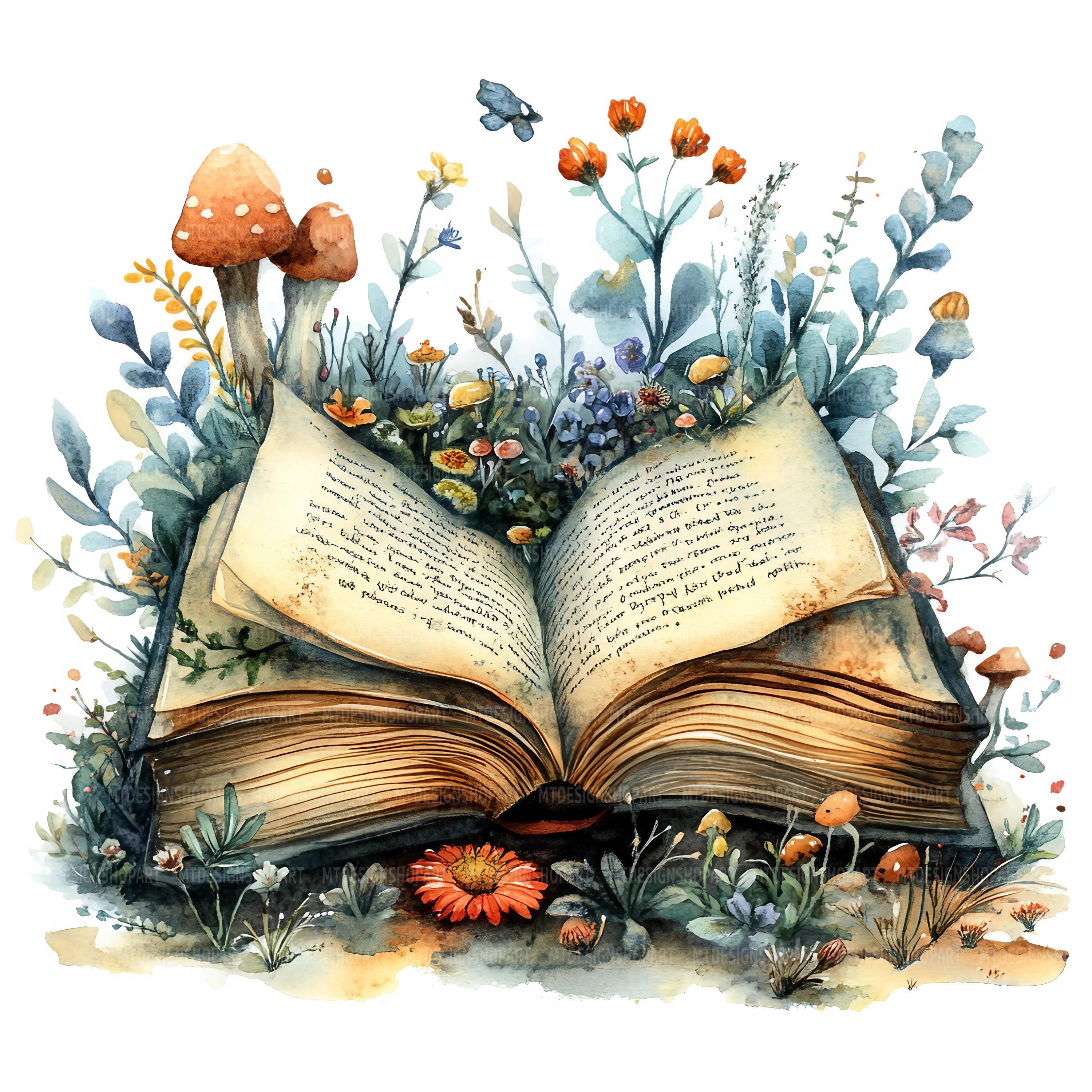 19 Magic Book Clipart, Open Magic Book, Printable Watercolor Clipart ...