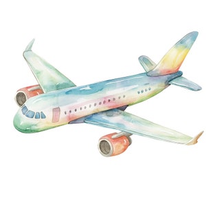 21 Air Transport Watercolor Clipart, Airplane Clip Art, Baby Boy Wall ...