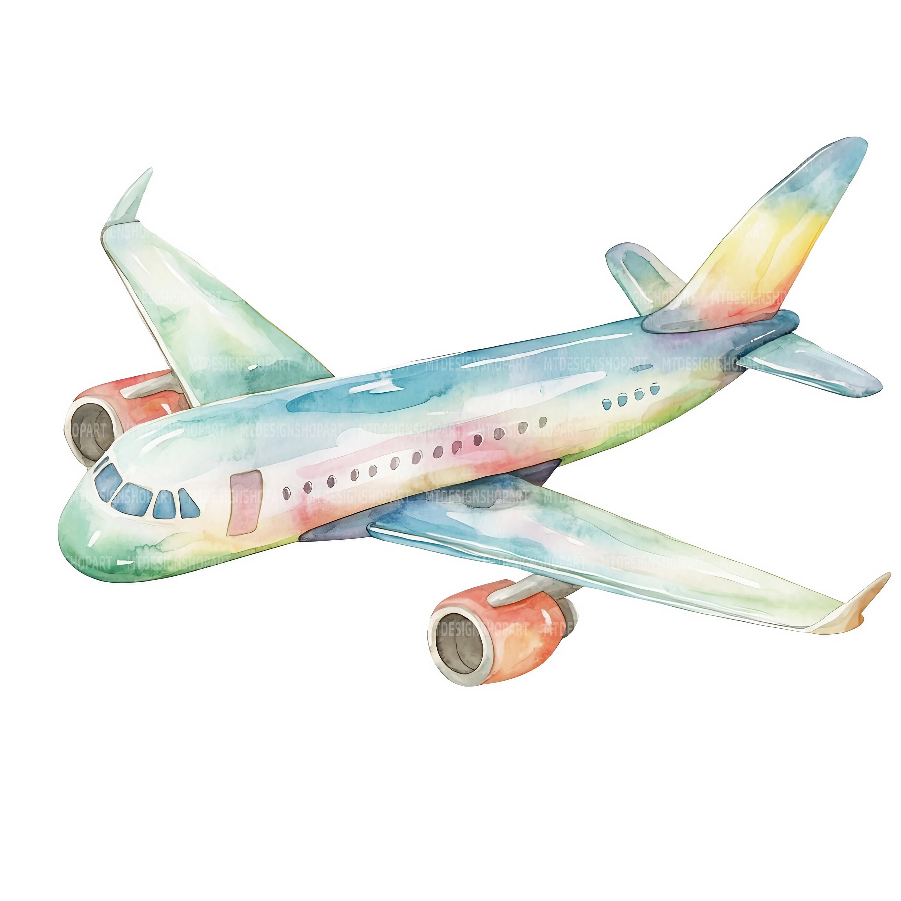 21 Air Transport Watercolor Clipart, Airplane Clip Art, Baby Boy Wall ...