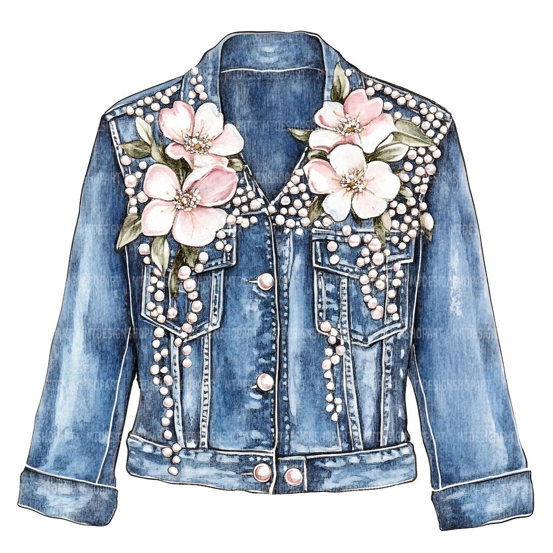 Watercolor Jacket Clipart: Pearls & Flowers - Junk Journal Ephemera ...