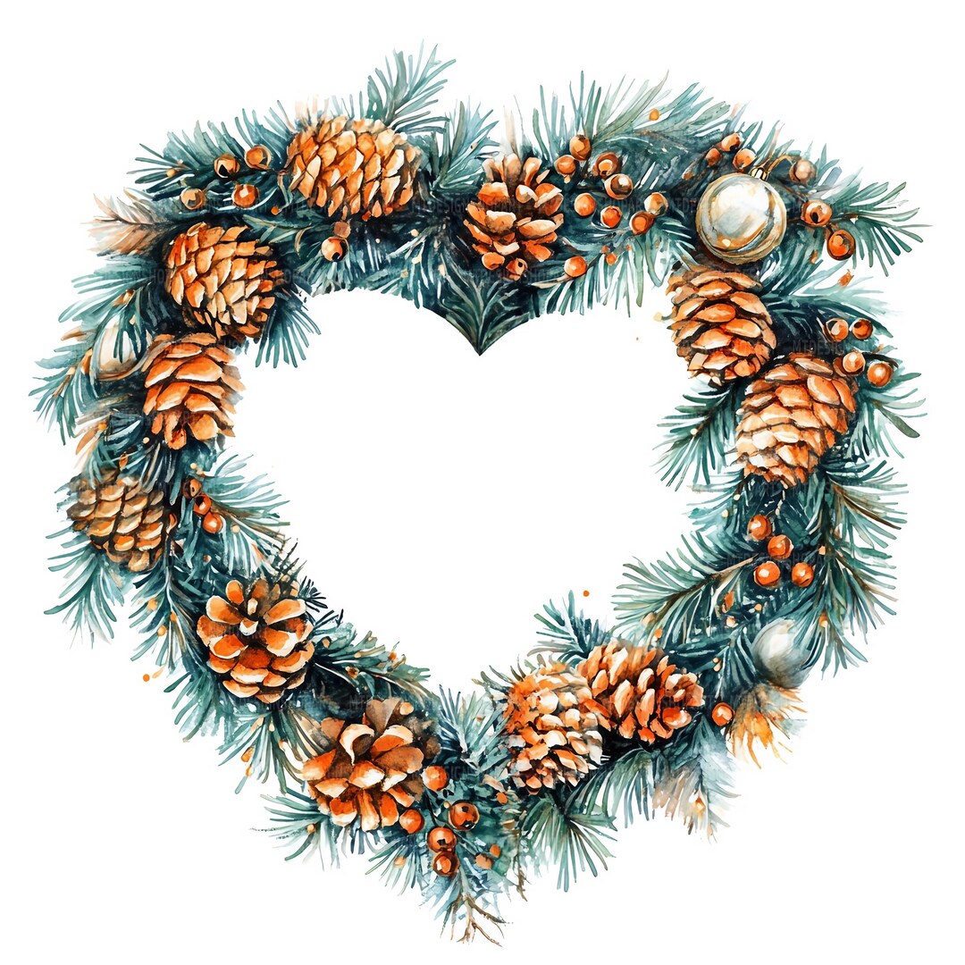 17 Christmas Decor Clipart, Christmas Heart Clipart, Printable ...