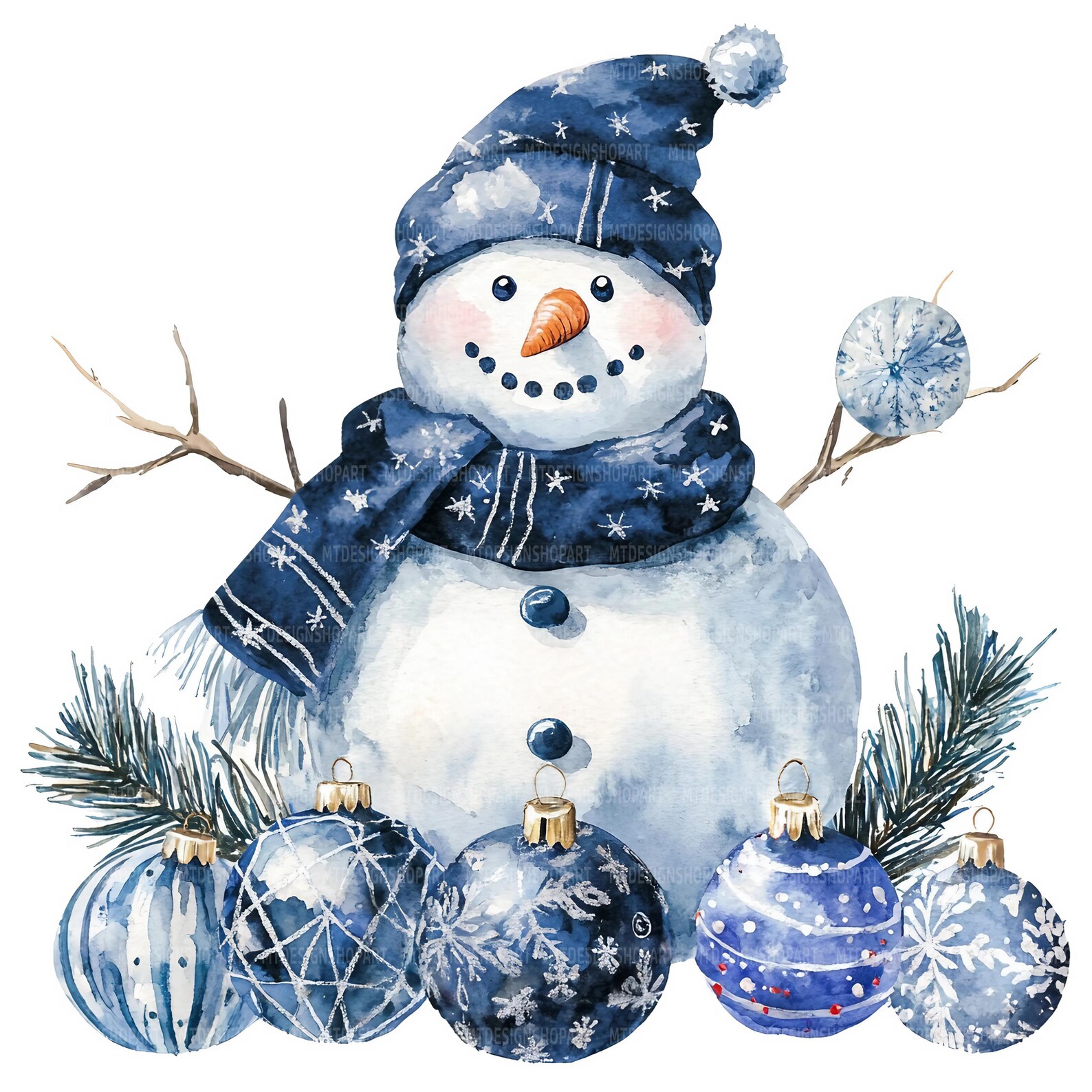 19 Snowman Clipart, Christmas Snowmen, Blue Snowmen, Printable ...
