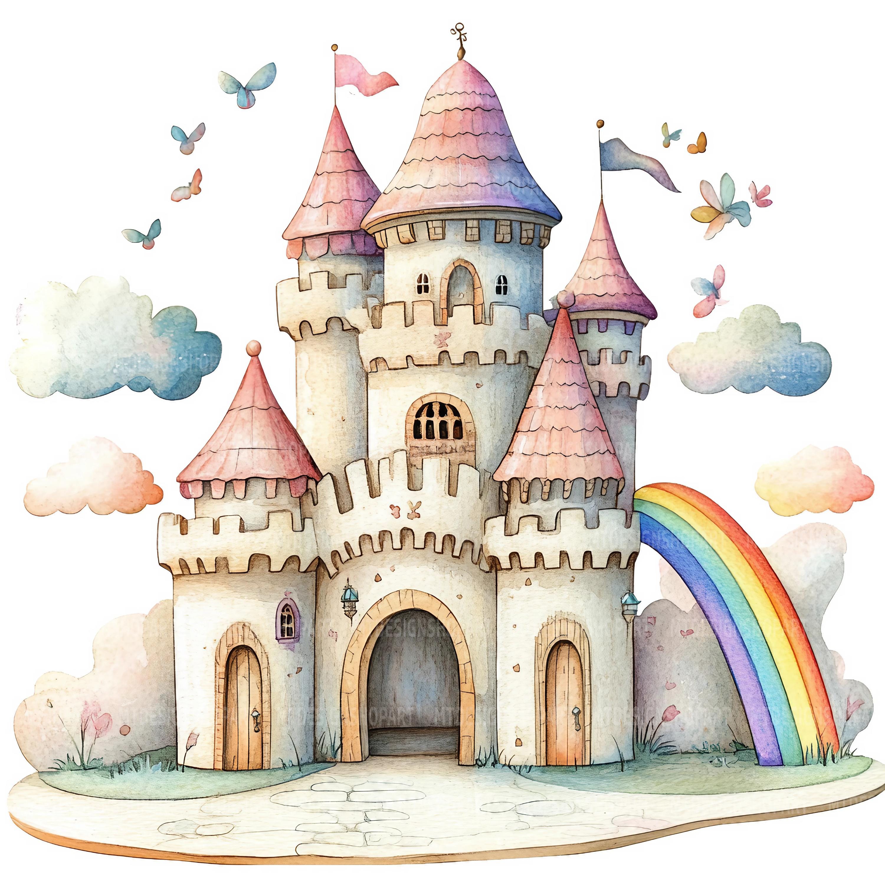 18 JPG Rainbow Princess Castle Bundle Clipart, Digital Download Cute ...