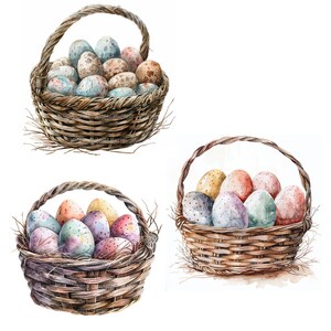 12 Easter Eggs Basket Clipart, Eggs Basket Clip Art, Printable ...