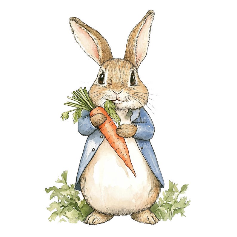 Bunny & Carrot Watercolor Clipart: Paper Crafts, Junk Journals (digital ...