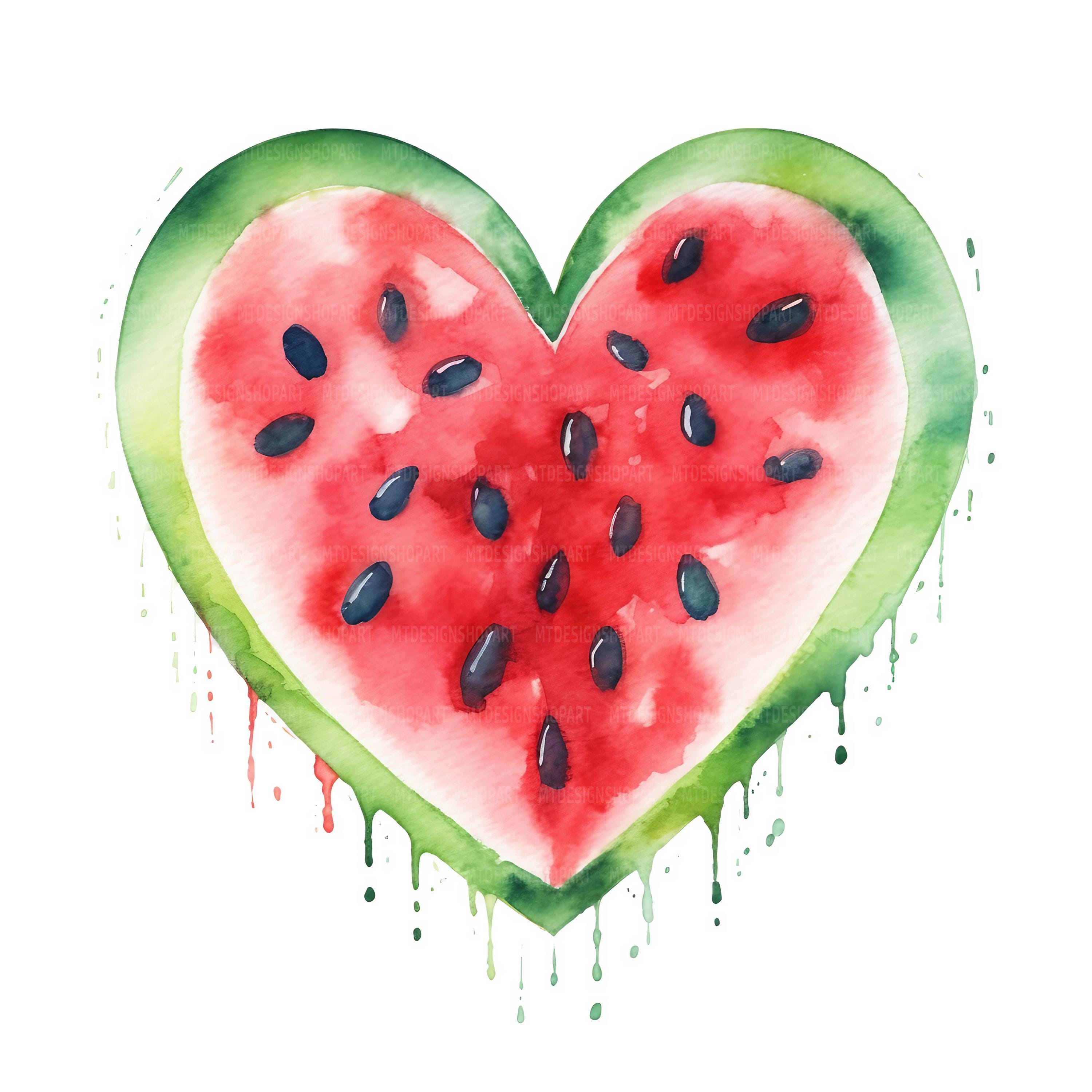 16 Watermelon Heart Clipart , Watermelon Clipart, Printable Watercolor ...