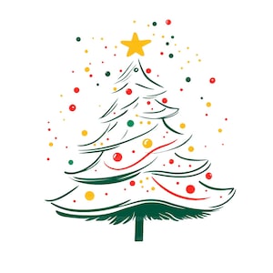 19 Line Art Christmas Tree Clipart, Printable Watercolor Clipart, Paper ...