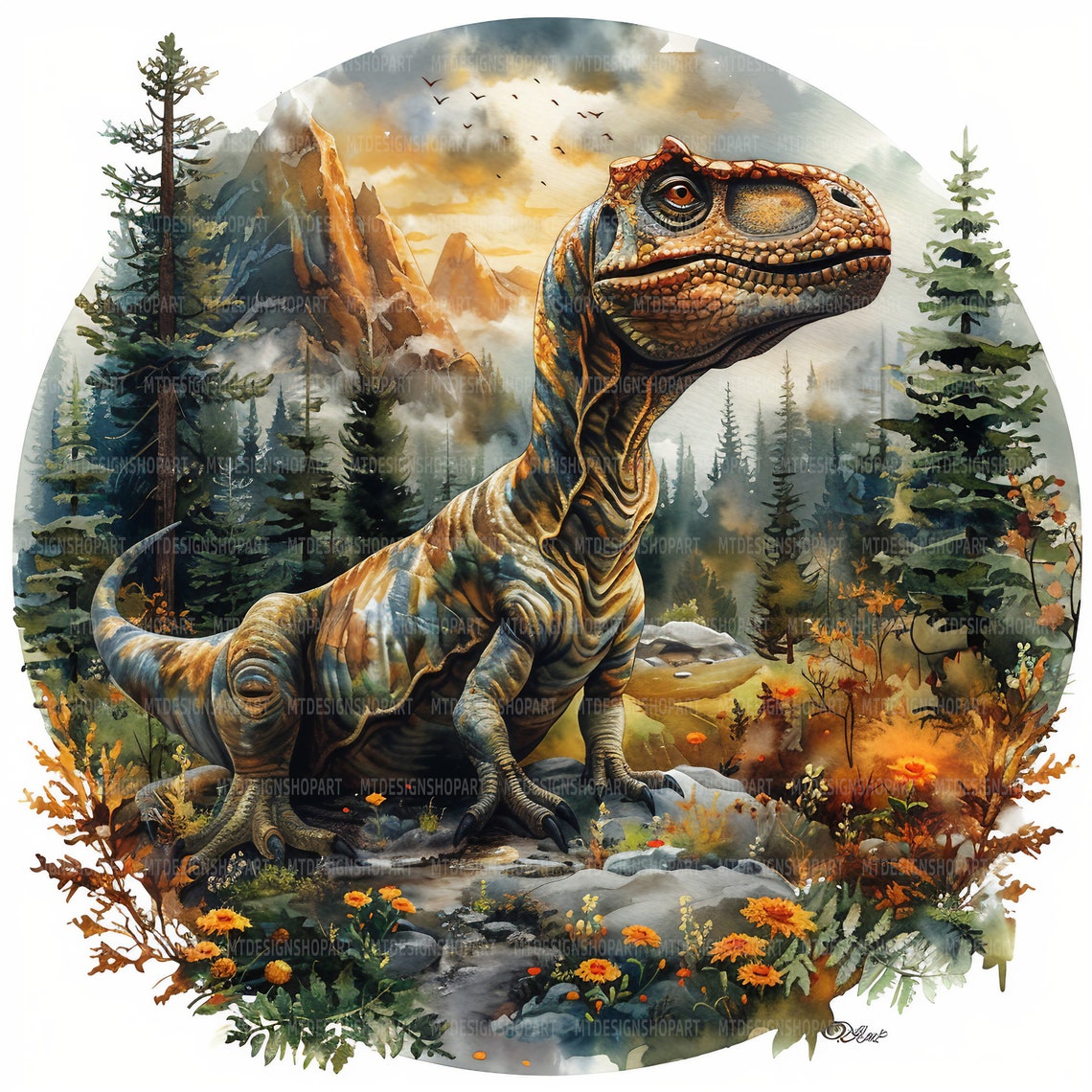 12 T Rex Clipart, Dinosaur Clipart , Printable Watercolor Clipart, High ...