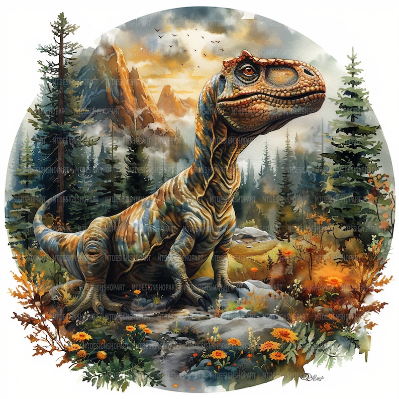 12 T Rex Clipart, Dinosaur Clipart , Printable Watercolor Clipart, High ...