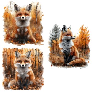 18 Autumn Fox in Forest Clipart, Fox Clipart, Printable Watercolor ...