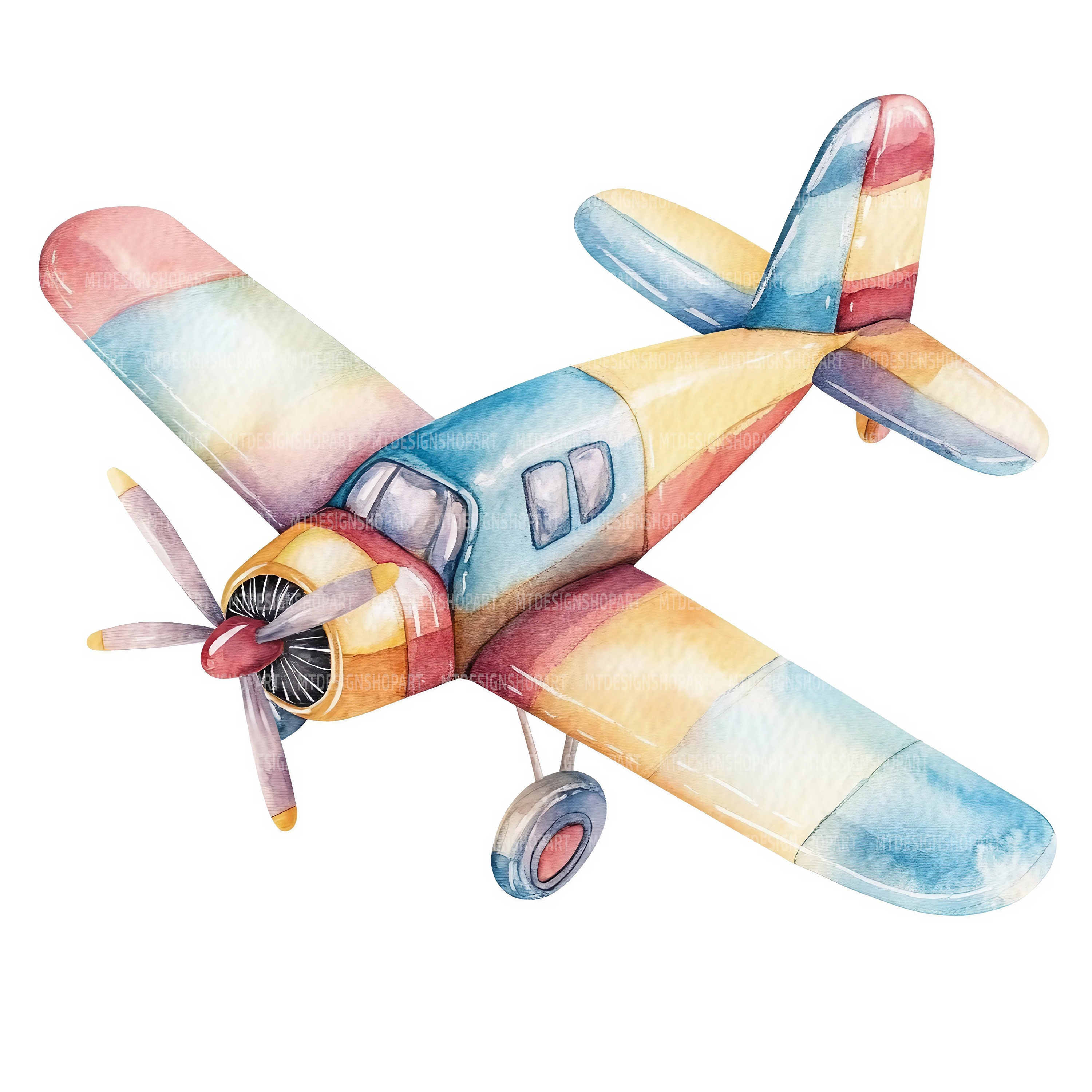 21 Air Transport Watercolor Clipart, Airplane Clip Art, Baby Boy Wall ...