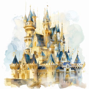 14 Watercolor Castle Clipart, Beautiful Castle, Fairy Castle, Printable ...