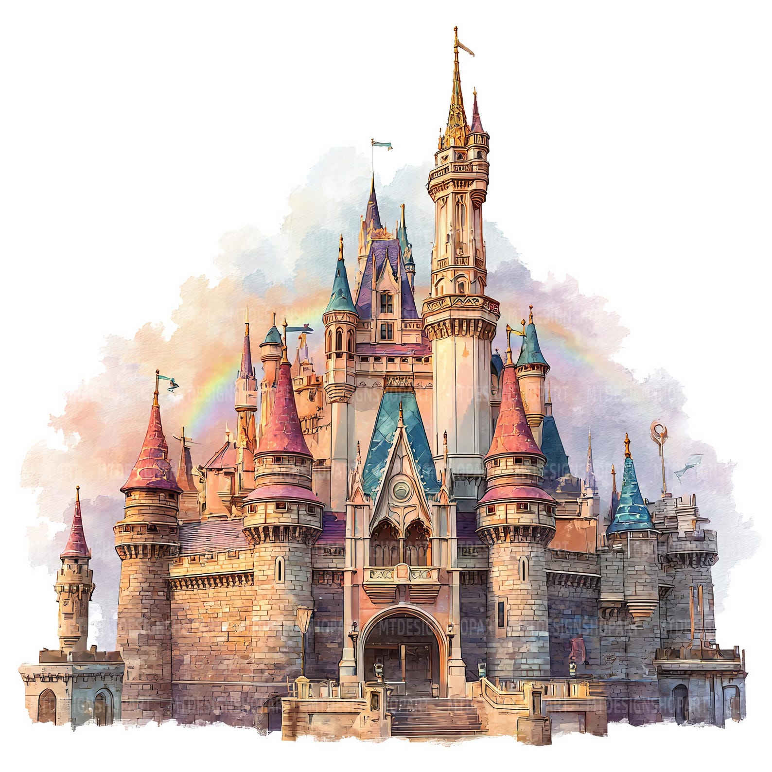 21 Pink Princess Castle Clipart, Bundle Instant Download Fantasy Little ...