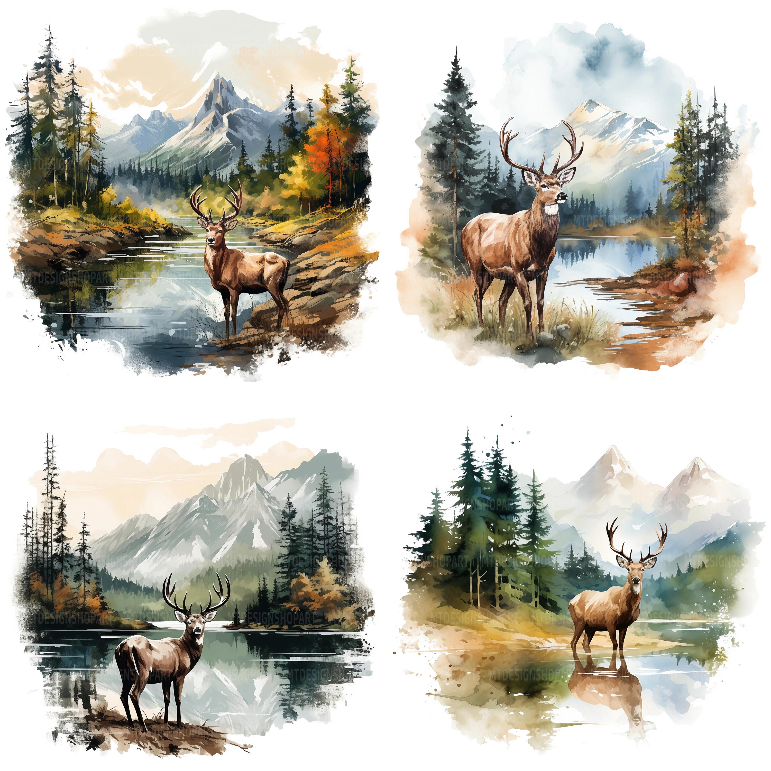Watercolor Deer Clipart: Forest Animal Jpgs (digital Download) - Etsy