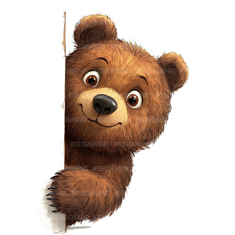 Peeking Bear Clipart Png - Etsy