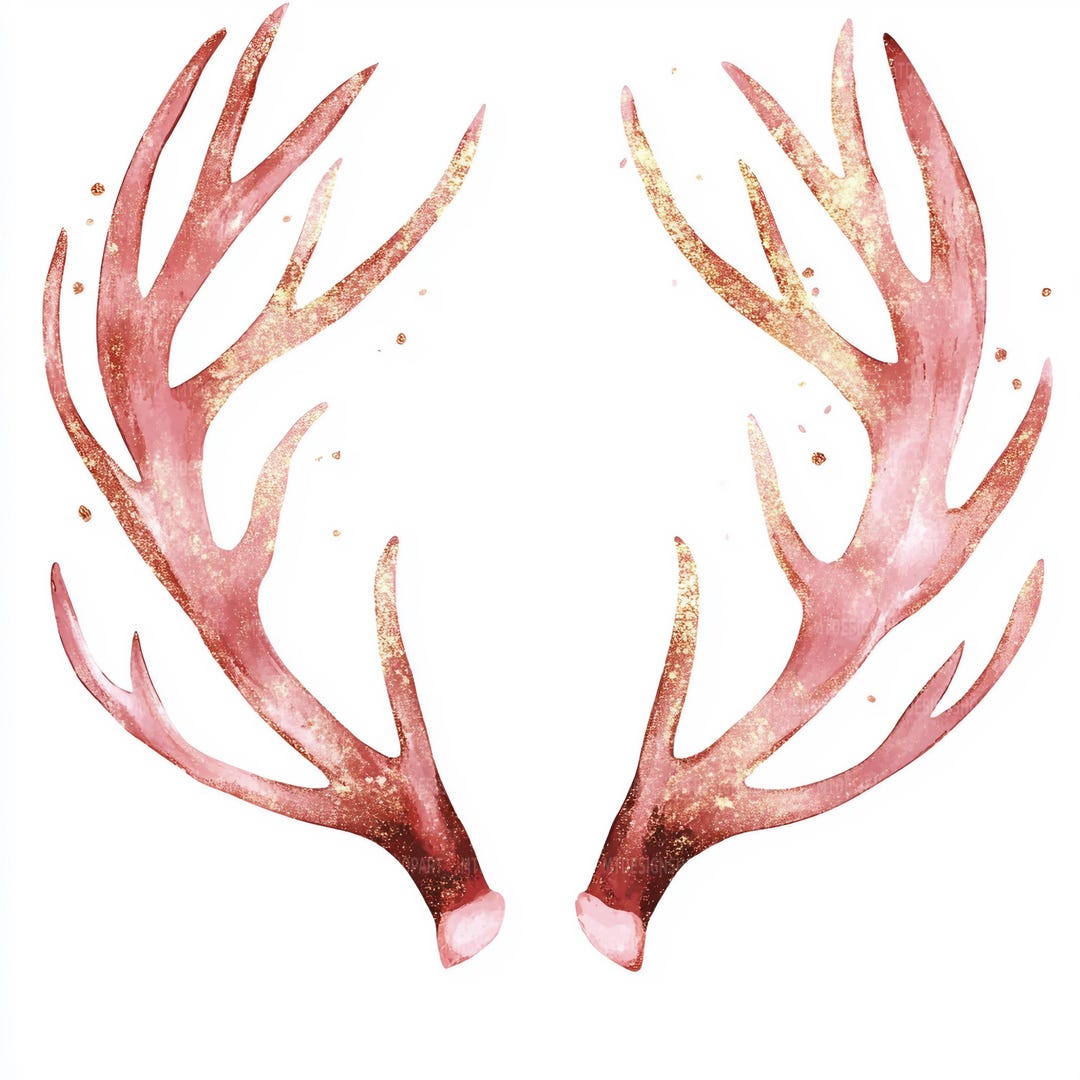 11 Deer Antlers Clipart, Rose Gold Antlers, Printable Watercolor ...