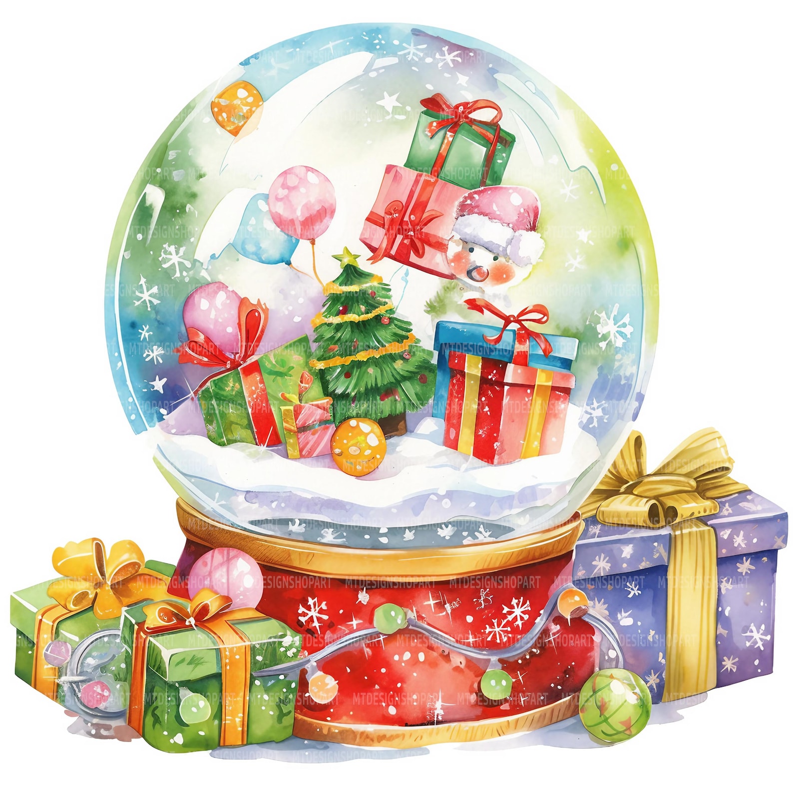 14 Christmas Snow Globes Clipart, Christmas Decor, Printable Watercolor ...