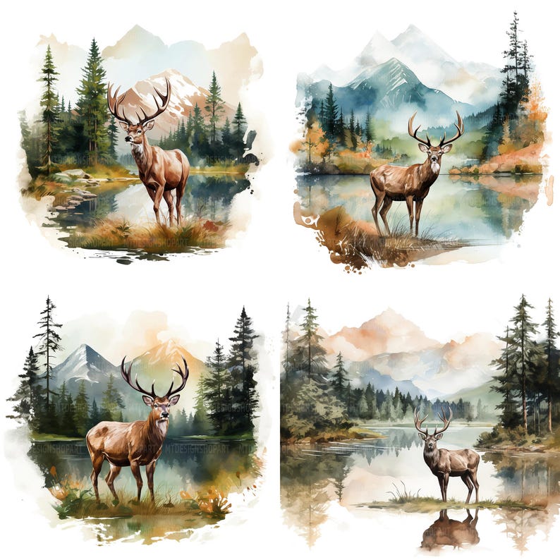 Watercolor Deer Clipart: Forest Animal Jpgs (digital Download) - Etsy