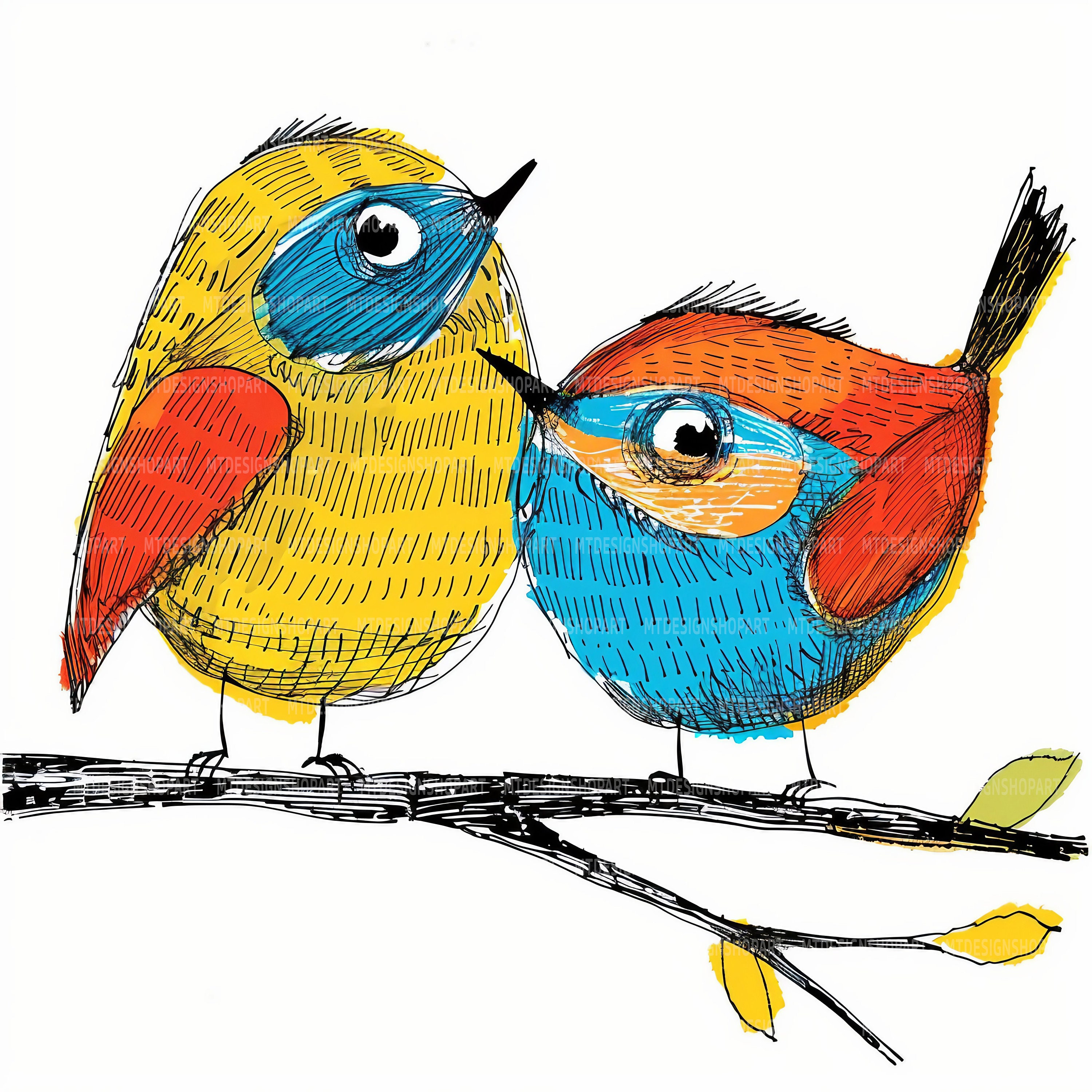 18 Crazy Bird Clipart, Whimsical Birds Clipart, Funny Birds, Watercolor ...