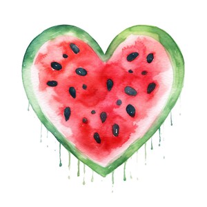 16 Watermelon Heart Clipart , Watermelon Clipart, Printable Watercolor ...