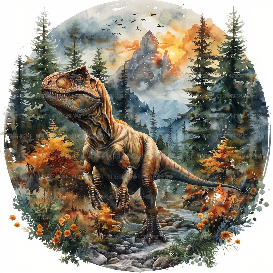 12 T Rex Clipart, Dinosaur Clipart , Printable Watercolor Clipart, High ...