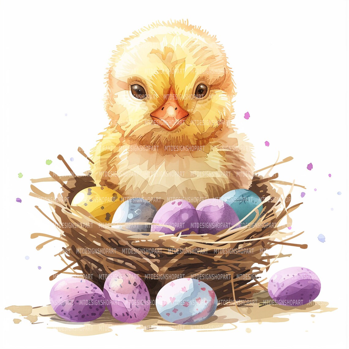 11 Chick and Eggs Clipart, Chicks, Printable Watercolor Clipart, High ...