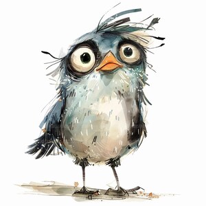 13 Crazy Bird Clipart, Funny Birds Clipart, Printable Watercolor ...