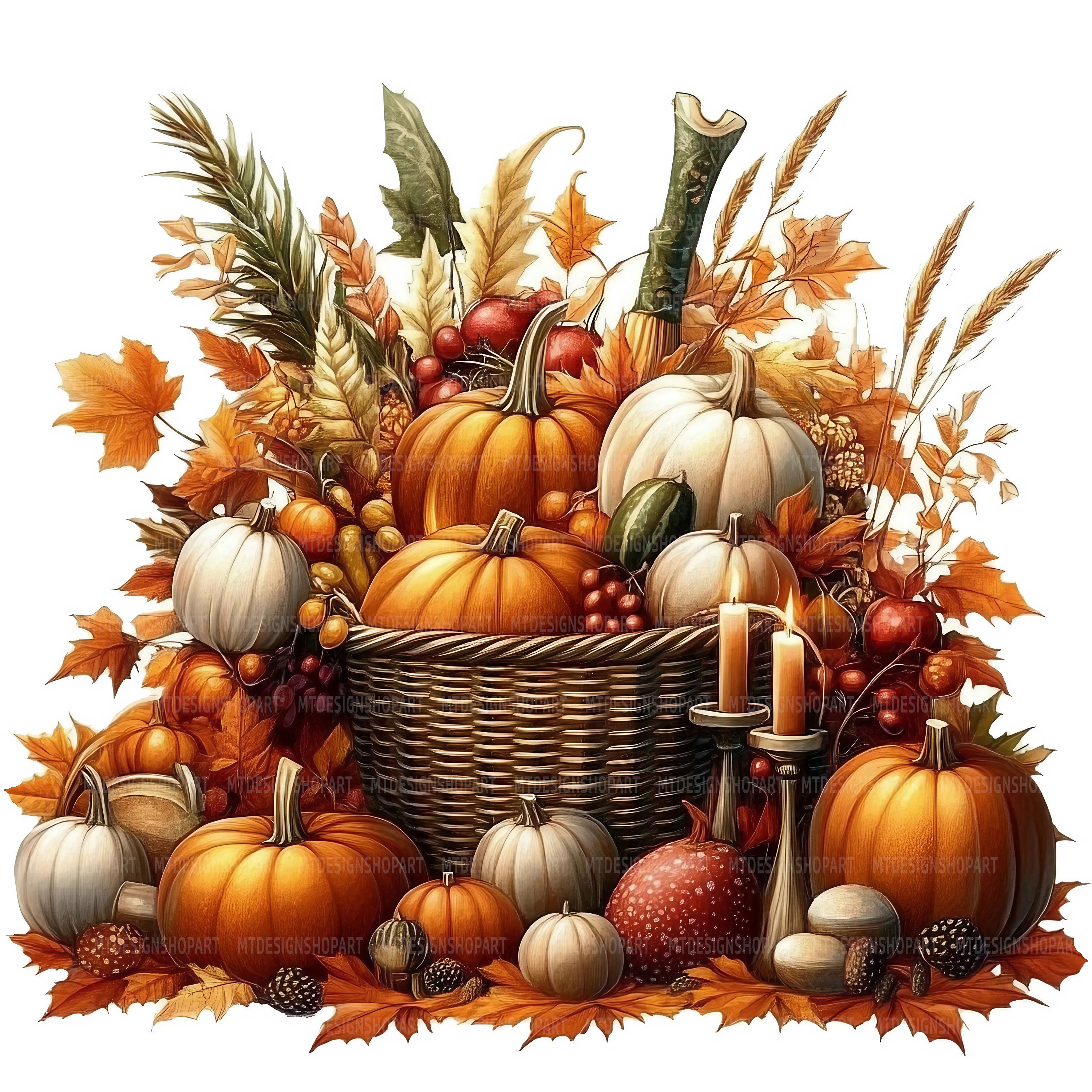 22 Fall Thanksgiving Clipart, Fall Leaves Print, Printable Watercolor ...