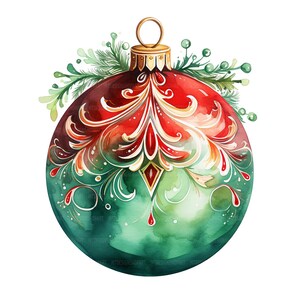 22 Christmas Bauble Clipart, Red and Green Bauble, Bauble, Printable ...