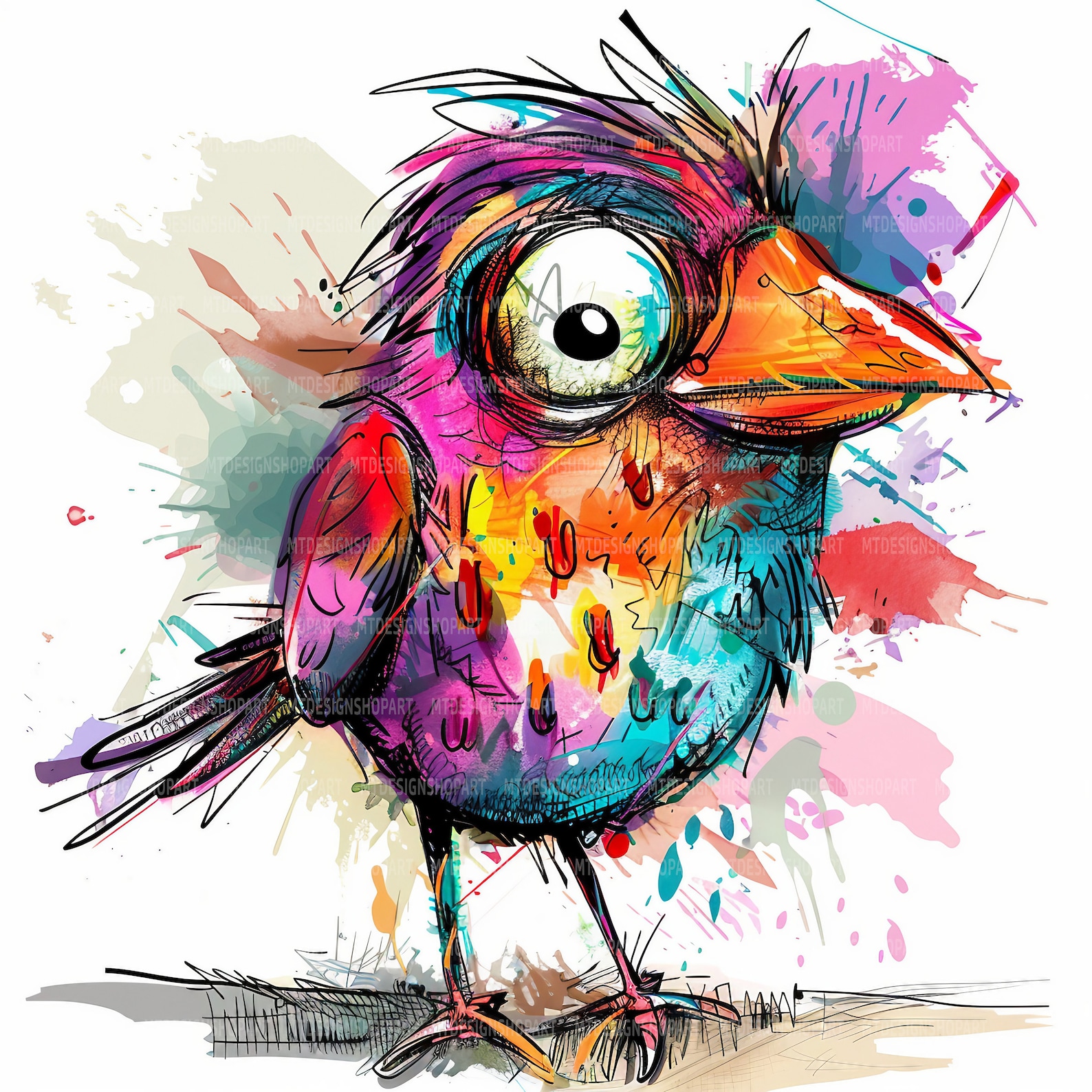 18 Crazy Bird Clipart, Whimsical Birds Clipart, Funny Birds, Watercolor ...