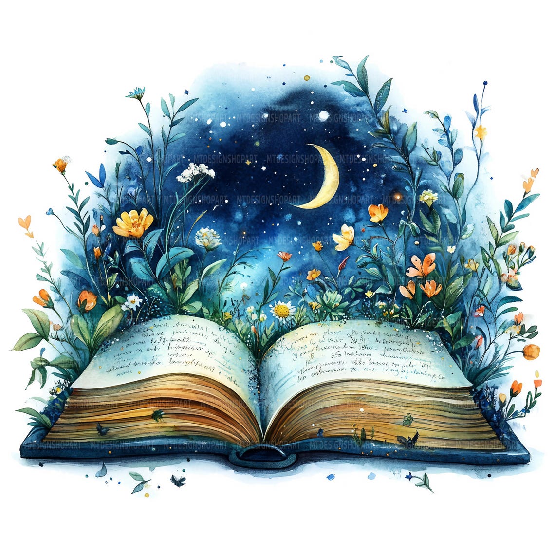 19 Magic Book Clipart, Open Magic Book, Printable Watercolor Clipart ...