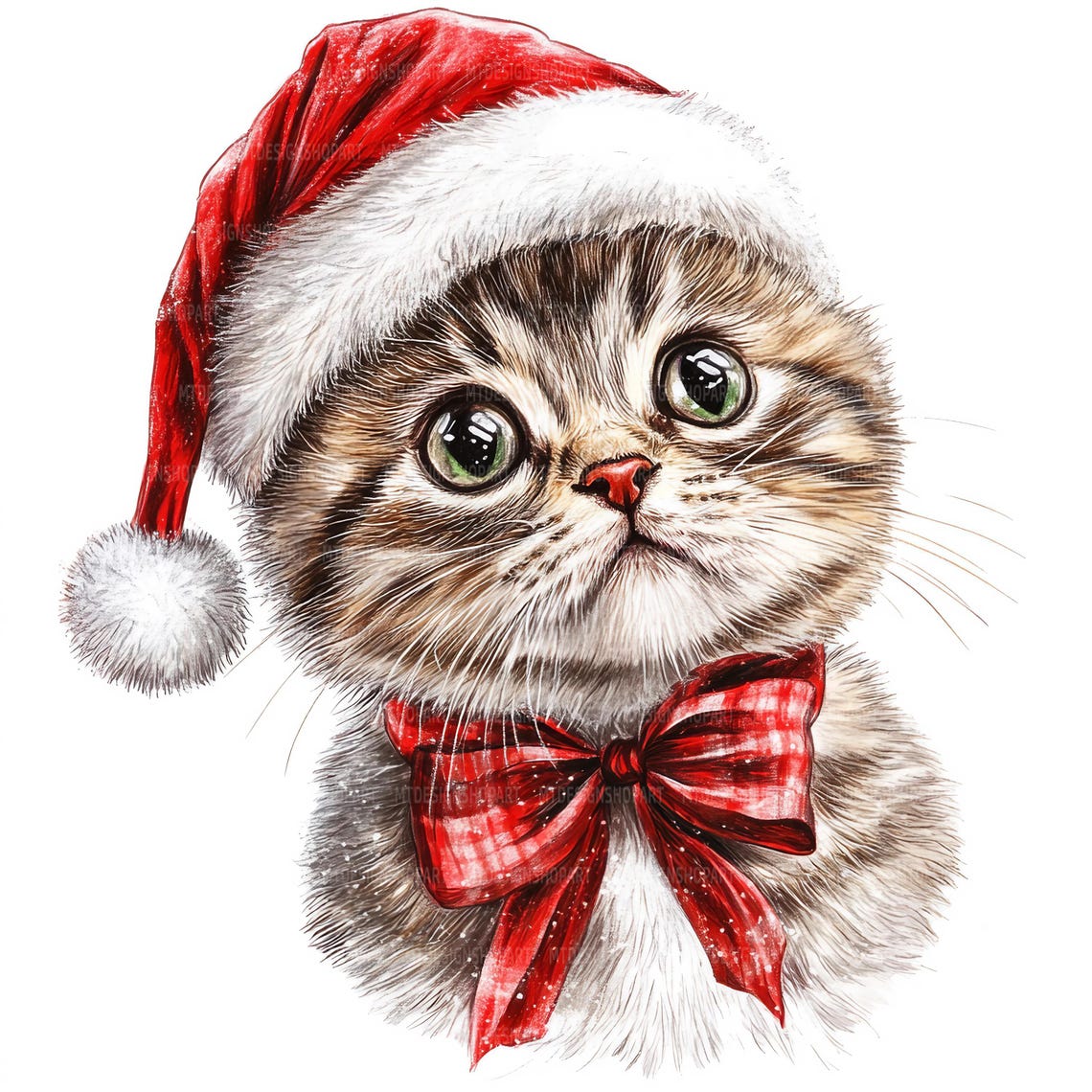 17 Kitten Christmas Hat Clipart, Santa Cat Clipart, Printable ...