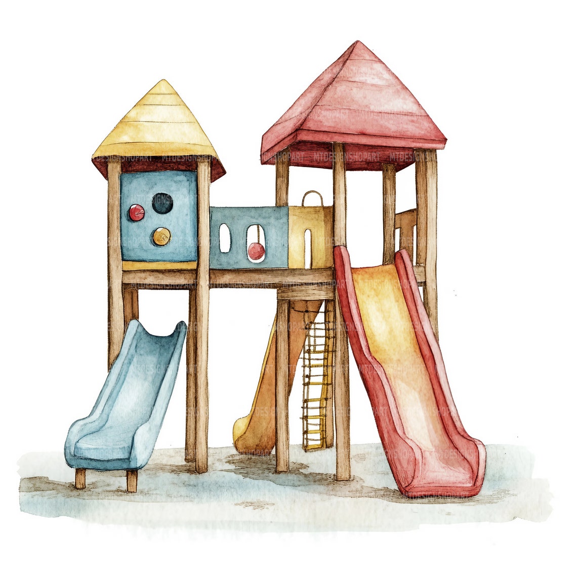 20 Playgrounds Clipart, Kids Playground, Printable Watercolor Clipart ...