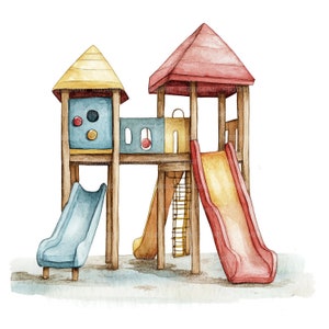 20 Playgrounds Clipart, Kids Playground, Printable Watercolor Clipart ...
