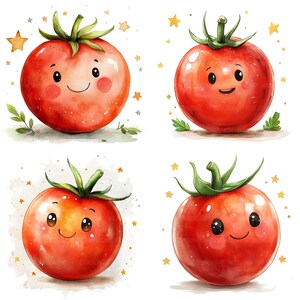 19 Cute Tomato Clipart, Funny Tomatoes Art, Printable Watercolor ...