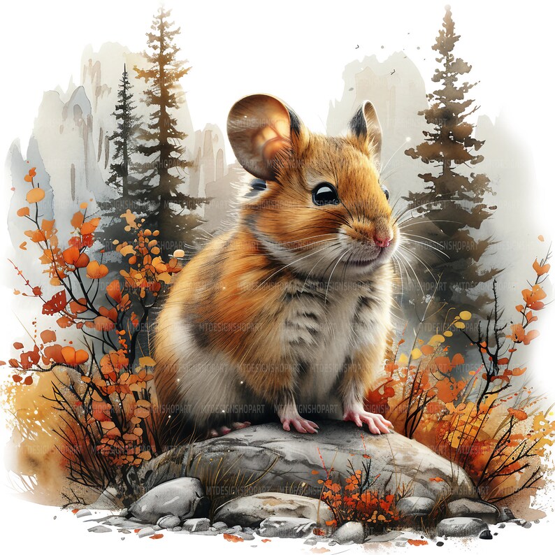 10 Mouse Clipart, Mouse Landscape, Printable Watercolor Clipart, Paper ...
