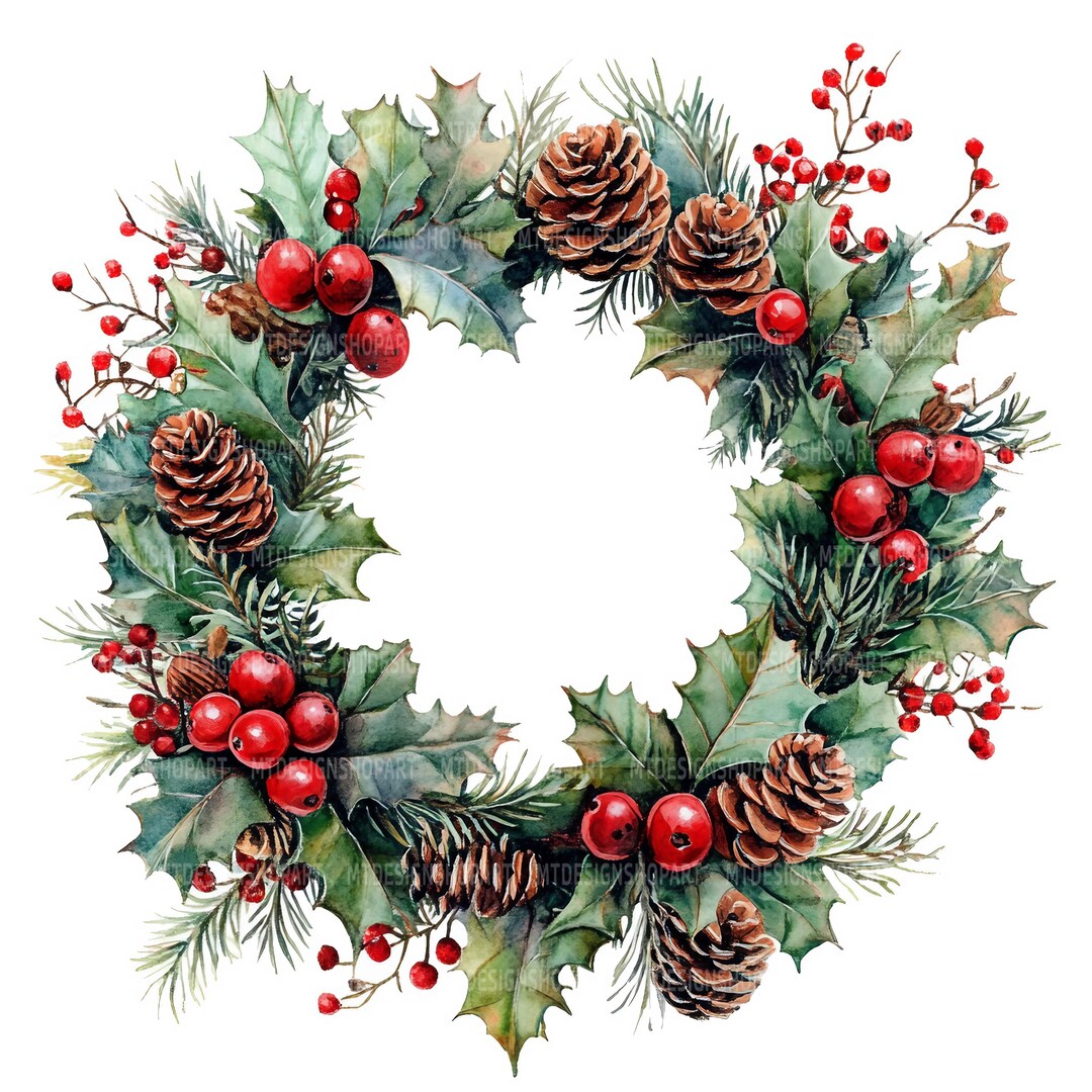 16 Christmas Wreath Clipart, Christmas Holiday, Festive Wreath ...