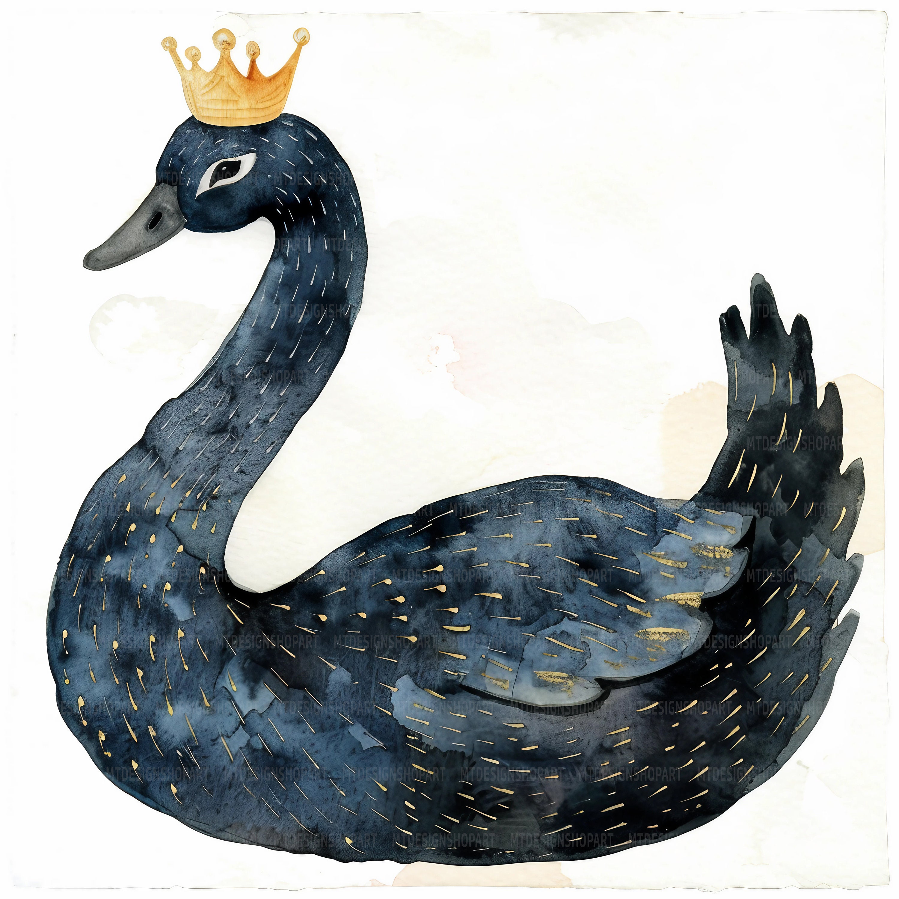 13 Black Swan Clipart, Royal Swans, Printable Watercolor Clipart, Paper ...
