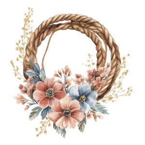 21 Cowboy Lasso With Flowers Clipart, Lasso Clipart, Printable ...