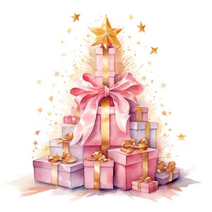 19 Pink Christmas Tree Clipart, Christmas Gift Tree, Printable ...