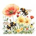 Watercolor Bees and Flowers Clipart: Floral Art, Paper Crafts (digital ...