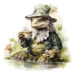 18 Vintage Old Turtle Clipart, Turtle Clipart, Printable Watercolor ...