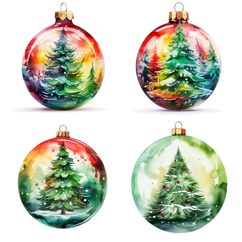 16 Christmas Tree Baubles Clipart, Christmas Bauble, Printable ...