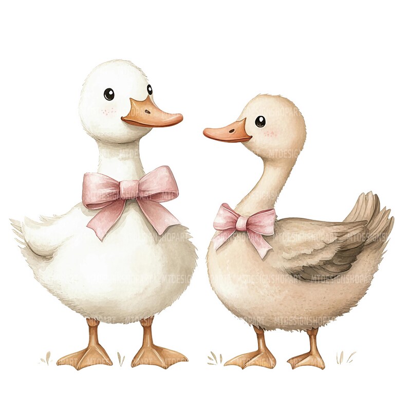 21 Cute Duck Clipart, Duck With Pink Bow, Peacock Landscape, Printable ...