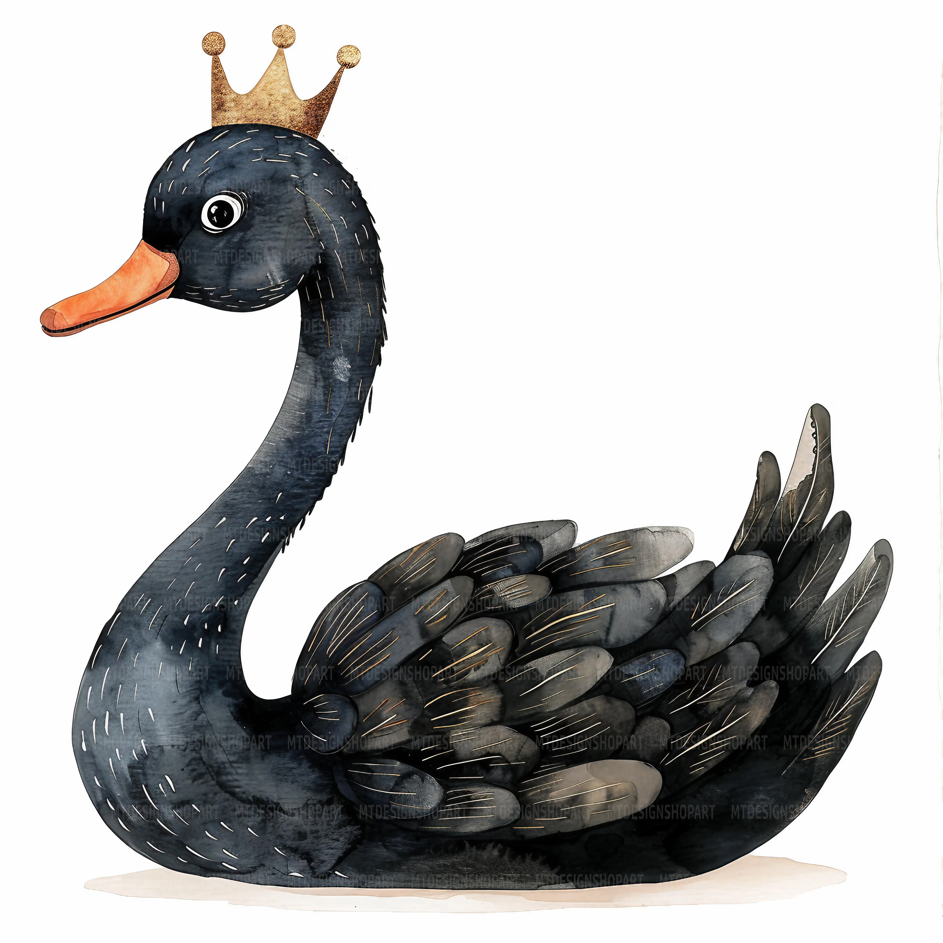 13 Black Swan Clipart, Royal Swans, Printable Watercolor Clipart, Paper ...