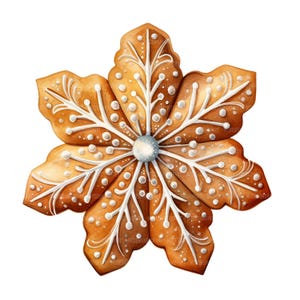 19 Christmas Gingerbread Snowflake Clipart, Festive Season, Printable ...