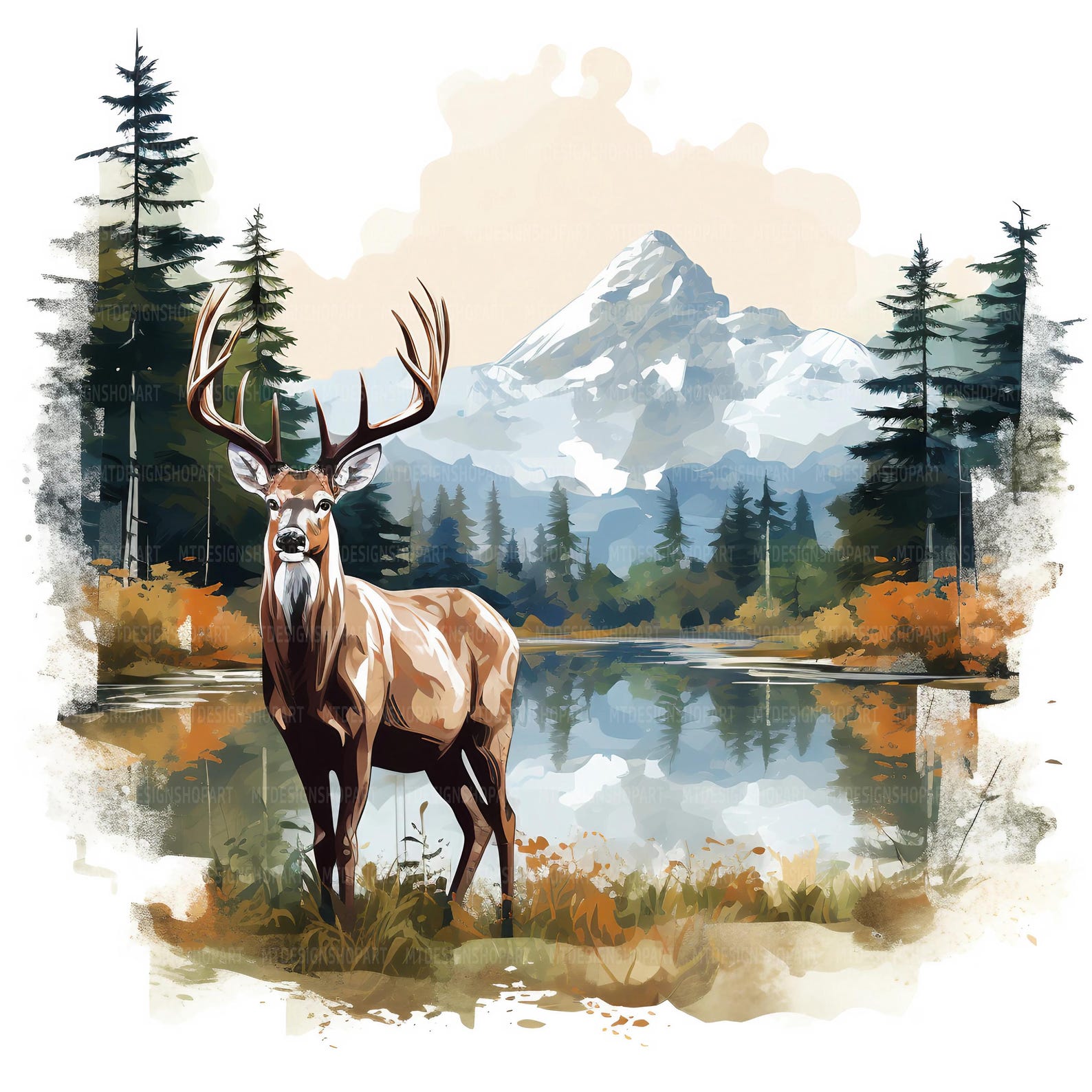 Watercolor Deer Clipart: Forest Animal Jpgs (digital Download) - Etsy
