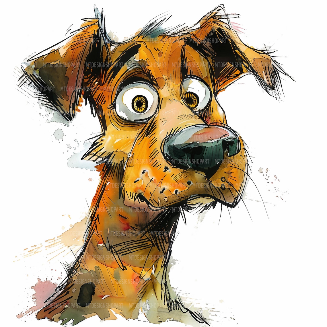 23 Favorite Dog Clipart, Funny Cartoon Dog, Printable Watercolor ...