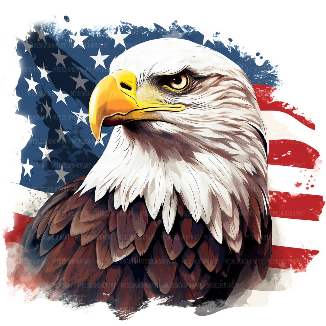 16 American Eagle Clipart, Eagle Flag Clipart, Printable Watercolor ...